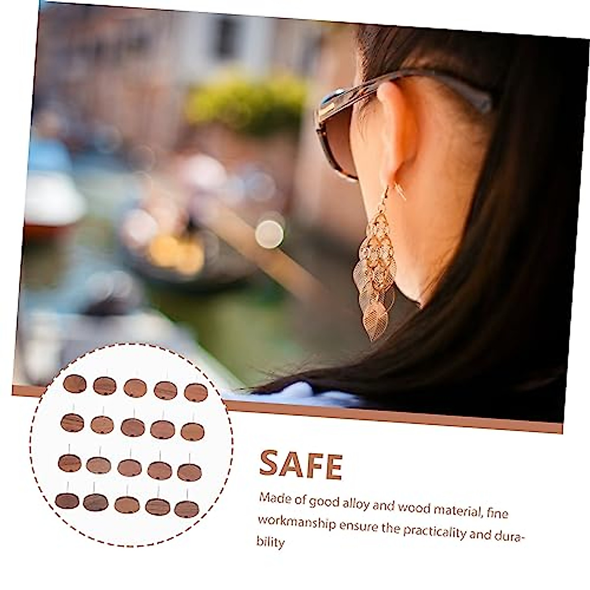 SEWACC 40 Pcs Accessories with Drop Earrings Blank Base Wooden Base Setting Jewlery Tray Earrings Post Jewelry Making Accessories Flat Round Trinket Tray Rectangle Stainless Steel Alloy