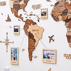 ENJOY THE WOOD 3D Wood World Map Wall Art Large Wood Wall Décor Housewarming Gift Idea Wood Wall Art World Travel Map For Home & Kitchen or Office (X-Large, Multicolored)