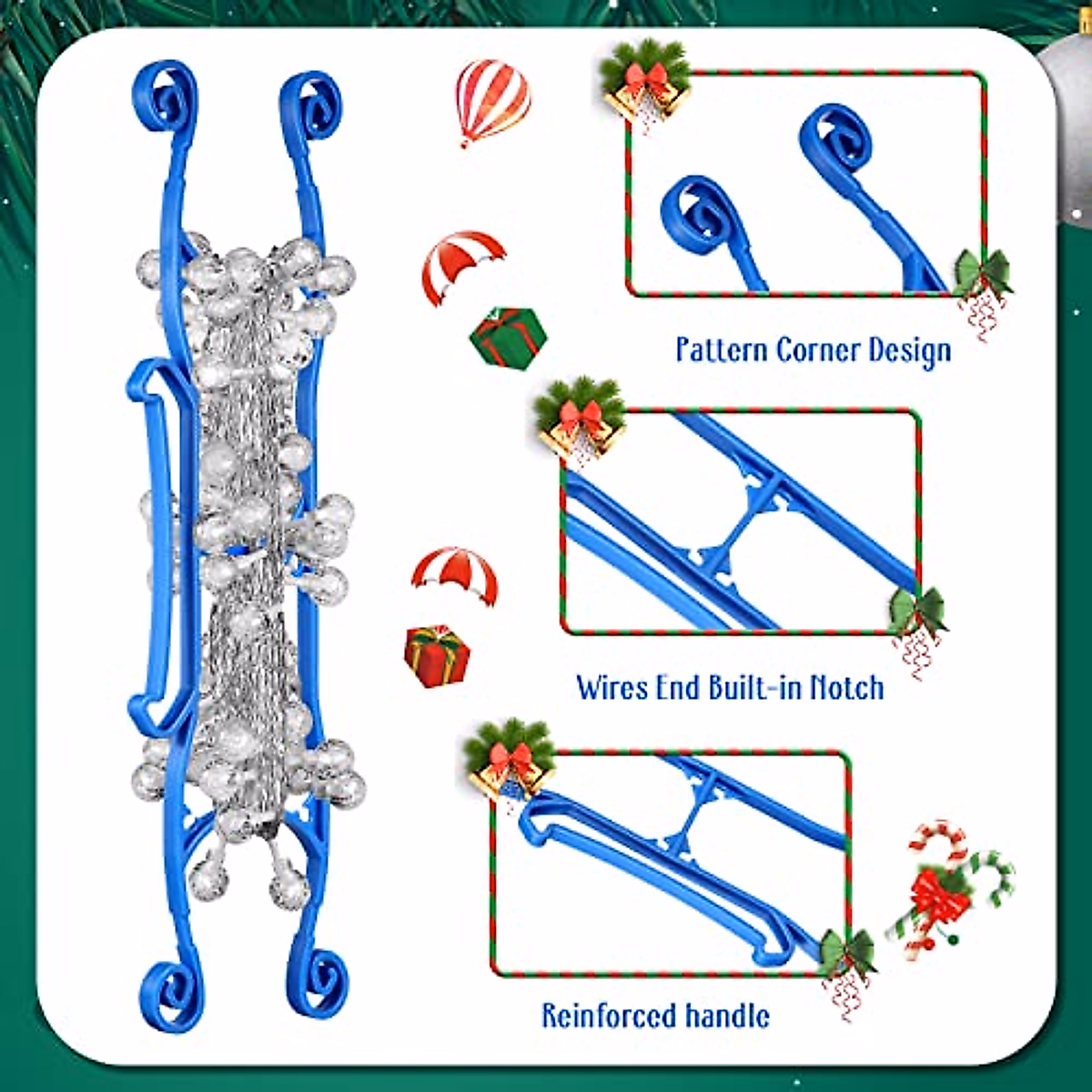 Vicenpal Christmas Lights Storage Holder, Holiday All-purpose Light Cord Wind up Organizer for String Lights, Extension Cords, Magnet Fishing Rope (Blue, Set of 6)