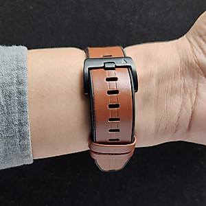 Abanen Genuine Leather Watch Band, QuickFit 22mm, Soft Sweatproof Silicone for Garmin Fenix 6/5/7, Instinct, EPIX 2, Approach S62/S60, Brown