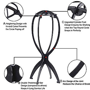 Ruiwen hair 6PCS Wig Stand Portable Wig Stand Collapsible Wig Holder Durable Wig Display 13.8 Inch Tool Travel Wig Stand for All Wigs