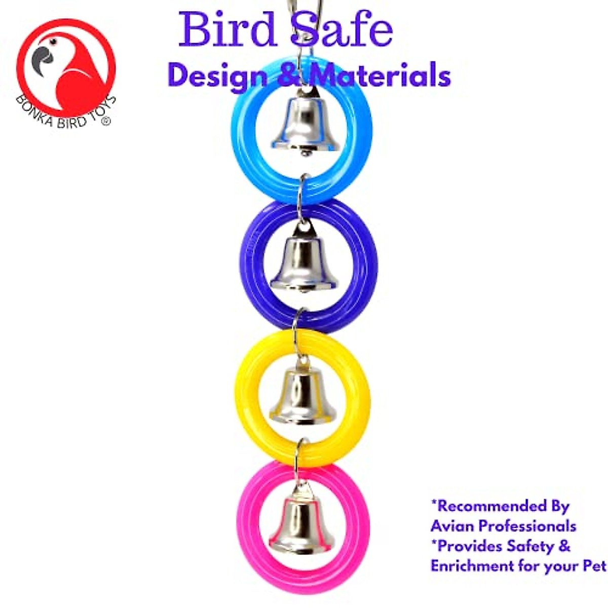 Bonka Bird Toys 945 4 Ring A Ding Bird Toy African Grey Budgie Parakeet Cockatiel Lovebird Cage Parrot Toys