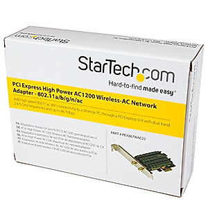 StarTech.com PCI Express AC1200 Dual Band Wireless-AC Network Adapter - PCIe 802.11ac WiFi Card - 2.4 / 5GHz Wireless-AC Card, TAA (PEX867WAC22)