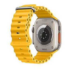 Ycysh Silicone Compatible with Apple Watch Ultra Ocean Band 49mm 38mm 40mm 41mm 42mm 44mm 45mm,Women Men Soft Sport Strap for iwatch Series Ultra 8 7 6 5 4 3 2 1 SE,42/44/45/49mm Yellow