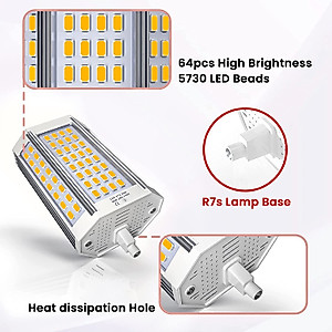 Luxvista Dimmable R7S LED Bulb 118mm 30W J118 LED Bulbs 150-300W R7S Halogen Bulb Equivalent, Double Ended Base J118 Flood Lights for Household Lighting Floodlight Replacement Bulb,3000K Warm White