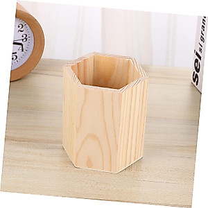 SEWACC 8 pcs Hexagon Compartments Organizers Multi Planter Toothbrush Color Holder Tube Wood Unpainted Unfinished Bedroom DIY Stand Stationery Crafts Pot Cosmetic Vase