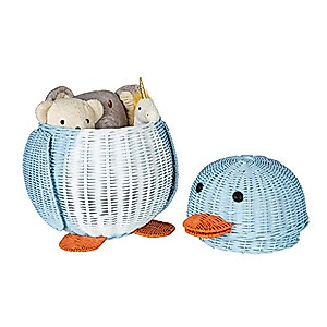 KOUBOO Wicker Penguin, Multi-Color Storage Basket Blue and White