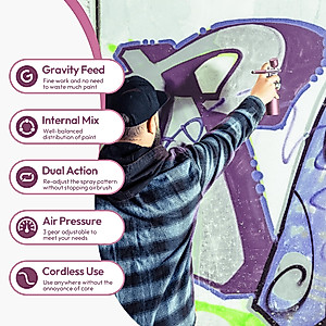 Airbrush for Nails Cordless Portable Airbrush Kit with Compressor 30PSI High-Pressure Rechargeable Air Brush Spray Machine with 0.3mm Nozzle for Painting Makeup Model Barber Cookie Cake (Pink)