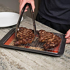 Trinity Provisions Meat Resting Pan - With Wire Rack and Silicone Baking Mat - Dishwasher and Oven Safe Stainless Steel, for Cooking and Cooling Steak, BBQ, Bacon, & More