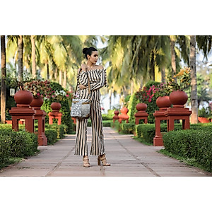 Myra Bag Dove Upcycled Canvas & Cowhide Shoulder Bag S-1448