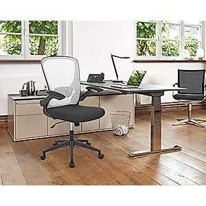 Office Chair Desk Chair Computer Chair with Lumbar Support Flip-up Arms Swivel Rolling Executive Task Chair Mesh Adjustable Ergonomic Chair for Adults(White)