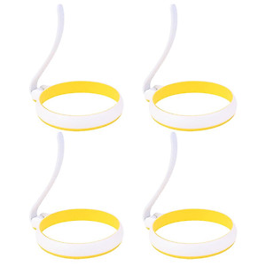PRETYZOOM 4pcs Silicone Egg Ring, 5 Inches Profession Egg Ring Set, Nonstick Egg Rings With Handle Fried Egg Ring for Omelette, Pancake, Kitchen Cooking Tool