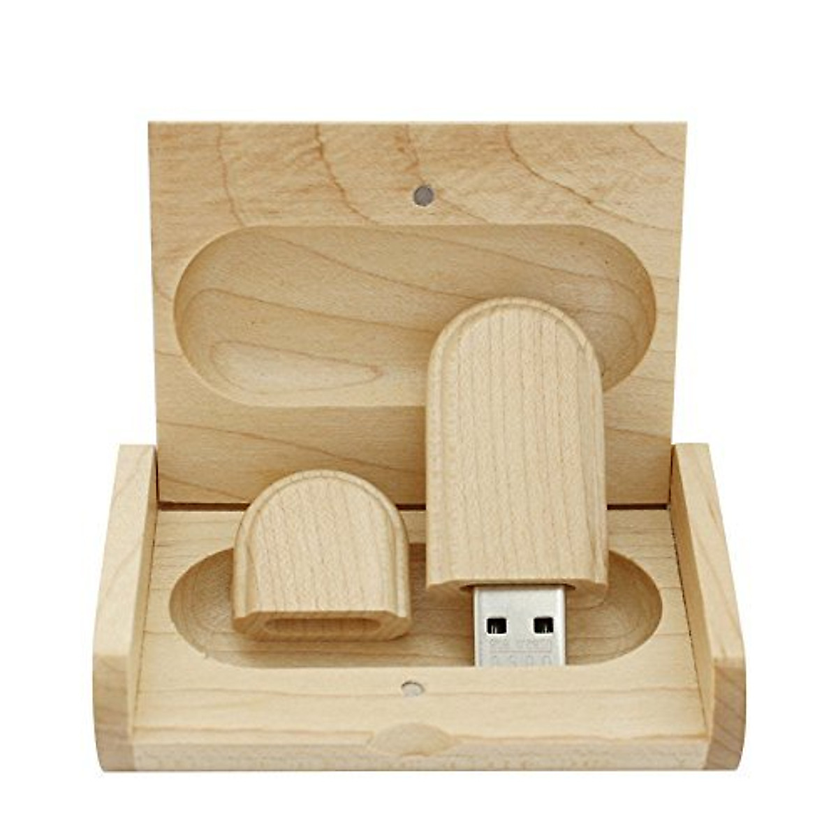 Maple Wood USB Flash Drive with Wooden Box U Disk Memory Stick Pen Drive (2.0/128GB)