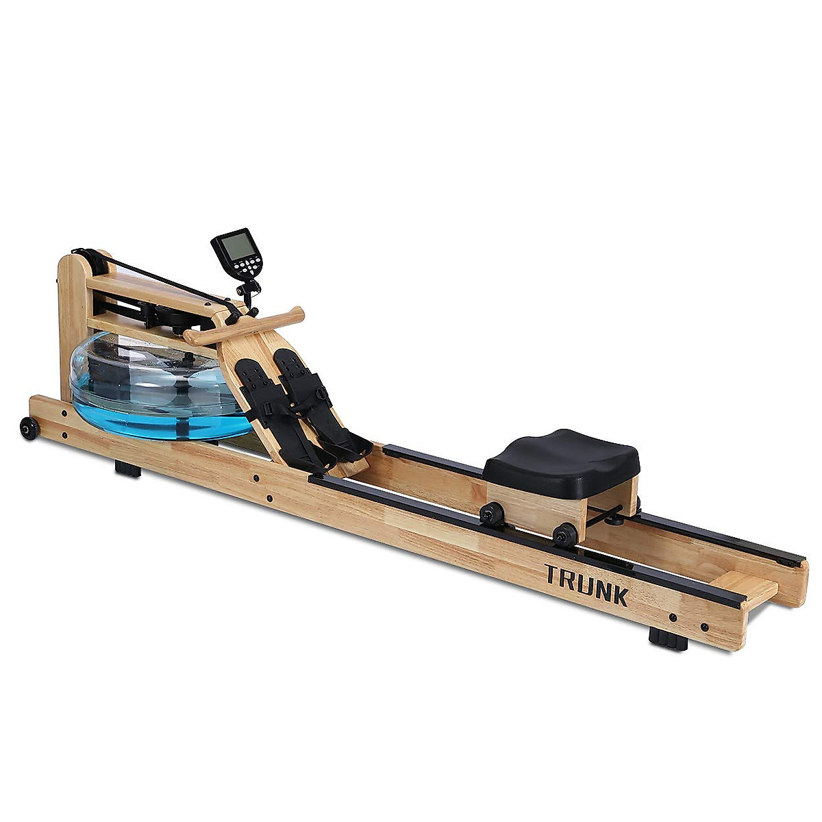 TRUNK Water Rowing Machine for Home Gym Fitness, Classic Solid Wood Rower Machine with LCD Monitor Whole Body Exercise Cardio Training