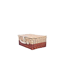 LA Chama Deluxe 4 Person Willow Picnic Basket, 4 Persons Sets, Mobile Ice Pack, Deluxe Plates, Khaki Brown