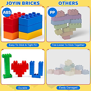 JOYIN 100 Pcs Building Blocks, Building Bricks, Toddler Classic Basic Big Duplicate Blocks, 50 Square and 50 Rectangle Toys Set for Ages 2 3 4 5 Year Old Boys Girls Christmas Birthday Gift