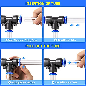 TAILONZ PNEUMATIC 5/16 Inch od Push to Connect Fittings Pneumatic Fittings Kit 10 Spliters+10 Elbows+10 tee+10 Straight(40 pcs)