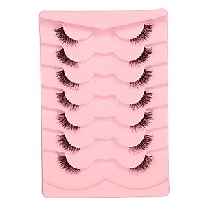 Gmagictobo Fluffy Half Eyelashes Wispy Short False Eyelashes Natural Look Cat Eye Lashes Pack Clear Band 3D Lashes Strips 7 Pairs Multipack