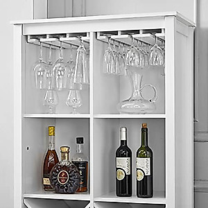 Home Source Jill Zarin White Bar Cabinet Bookshelf with Glass Doors