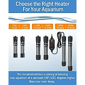 AquaMiracle Adjustable 50W Aquarium Heater Submersible Fish Tank Heater Super Short Aquarium Heater with LED Digital Display Thermostat, for Tanks 5-10 Gallons