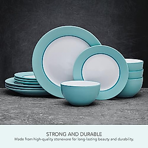 Pfaltzgraff Grayson Teal 12 Piece Dinnerware Set, Service for 4