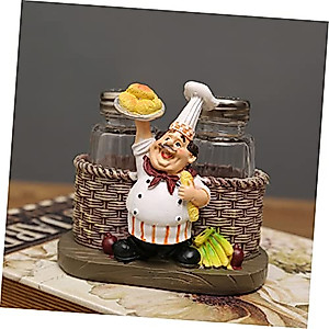 House Gifts 1pc Home Decorations Tv Stand Decor Kids Decor French Chef Figurine Salt and Pepper Shaker Kitchen Chef Ornament Resin Cook Sculpture Chef Statue Wine Cabinet Gift 3d