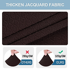 Smiry Stretch Jacquard Seat Covers for Dining Room Chairs Set of 6, Removable Washable Chair Seat Protector Slipcovers, No Rear Covers, Brown