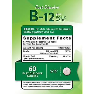 Nature's Truth B12 Vitamin | 60 Sublingual Tablets | 2500 mcg | Vegetarian, Non-GMO & Gluten Free