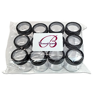(Quantity: 12 Pieces) Beauticom 10G/10ML Acrylic Transparent Cylinder Sifter Container Jar with Clear Lid Window
