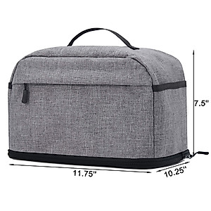 VOSDANS 4 Slice Toaster Cover with Removable Bottom 2-in-1 Toaster Bag with Pockets Toaster Storage Bag with Handle, Dust and Fingerprint Protection, Machine Washable, Gray (Patent Design)