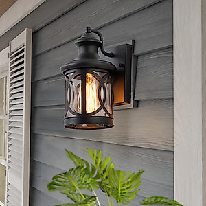 Laplusbelle 2-Pack Outdoor Wall Lights, Porch Lights, Waterproof Outdoor Wall Sconce, Exterior Light Fixture Matte Black with Clear Glass Shade for Garage Patio Front Door Balcony