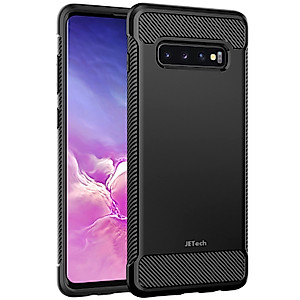 JETech Slim Fit Case for Samsung Galaxy S10 Plus S10+, Thin Phone Cover with Shock-Absorption and Carbon Fiber Design (Black)