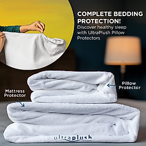 UltraBlock Ultra Plush Waterproof Mattress Protector (RV Short Queen) – Breathable, Vinyl Free, Noiseless Mattress Cover, Fitted Style with Deep Pockets (12-15"), RV Accessories for Travel Trailers