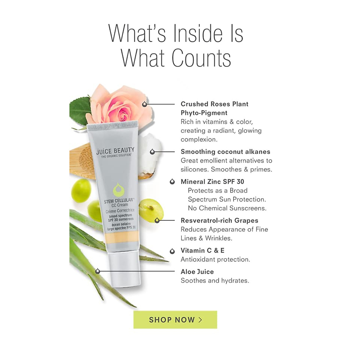 Juice Beauty STEM CELLULAR CC Cream with SPF 30 -Desert Glow, Natural-Looking Coverage, Sun Protection, Age-Defying, Skin-Perfecting Formula with Zinc SPF 30 Sunscreen-1.7 fl oz