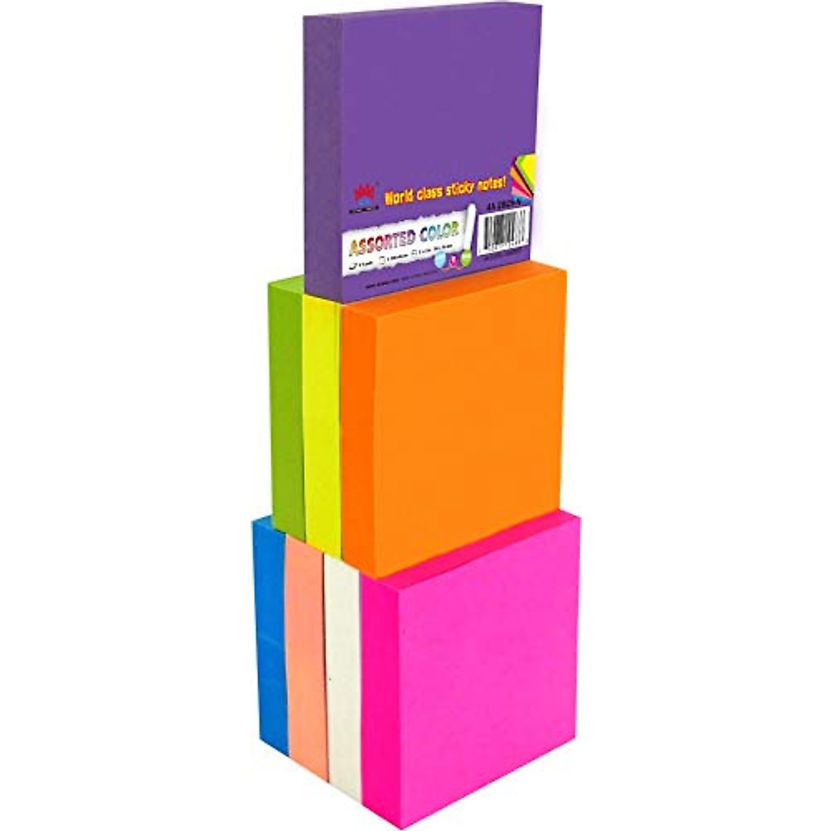 4A 4A 2028-N Sticky Notes, 2 x 2 Inches, Small Size, Self-Stick Notes, 100 Sheets/Pad, 8 Pads/Pack, Neon Color