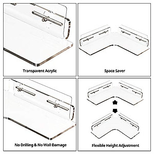 GeekDigg 2 Pack Corner Shower Caddy Shelf, Acrylic Wall Mounted Bathroom Shelf with No Drilling Traceless Adhesive, Bathroom Storage Organizer Rack for Toilet, Dorm, and Kitchen (L-Shaped)