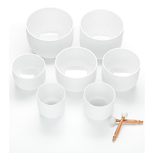 MEDITUNE Crystal Singing Bowl Set 7 PCS (6-12inch) With 2 Pcs Carrying Case Bag