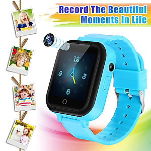 4G Watch Phone for Children, Kids Smart Watch, 2-Way Calls, GPS Location, IP67 Waterproof, Messages, School Mode, SOS, Video Calls, Camera, Remote Control, Torch, Pedometer Smartwatch (Concise Blue)