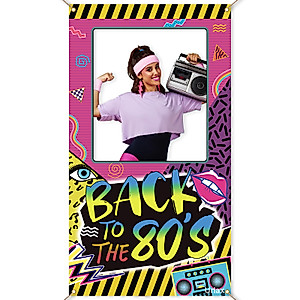 Back to The 80s Photo Booth Props 80s Party Decorations 1980s Hip Hop Party Decoration 80s Throwback Theme Colorful Birthday Picture Booth Frame Backdrop for Hip Hop Disco Rock Party Supplie 35.5x71in