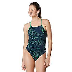 Speedo Women's Standard Swimsuit Piece Endurance The One Printed Team Colors, Galactic Blue/Green, 34