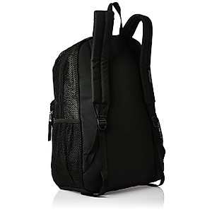 JanSport Eco Mesh Backpack for School, Black, 17” x 12.5” x 6” - Semi-Transparent Bookbag for Middle School Girls, Boys, Adults with Laptop Sleeve, Padded Back Panel - Large Student Backpack