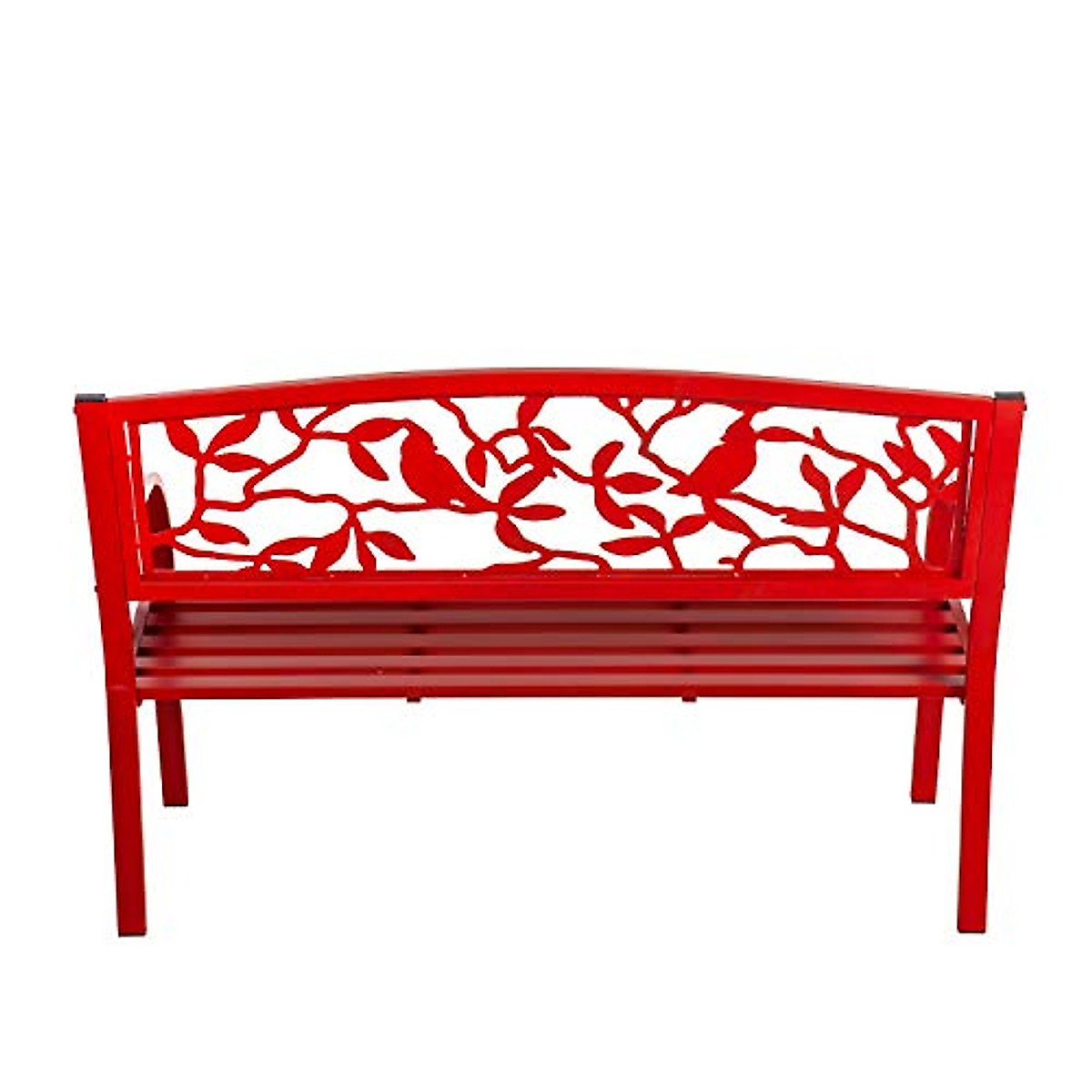Evergreen Garden Patio and Outdoor Seating Cardinal Metal Garden Bench in Red 50 x 33 x 21 Inches - Decorative and Durable Weather Resistant Outdoor Chair Seat for Home and Garden
