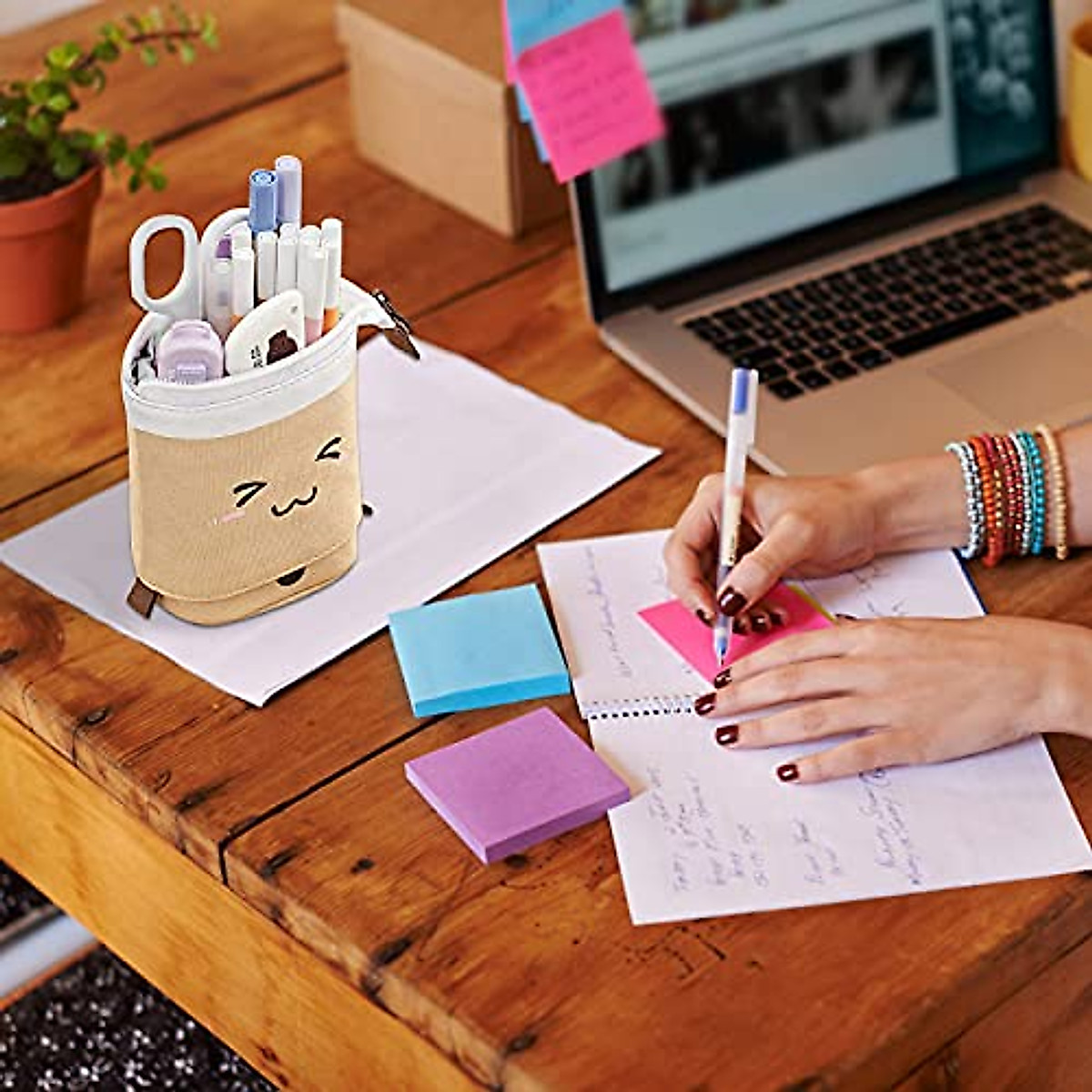 ZITIANY Cute Pencil Case Sliding Unique Telescopic Pencil Bag Milk Tea Shape Retractable Storage Bag Cosmetic Bag 1PC, Brown, Stationery