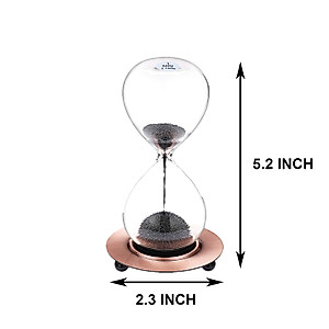 SuLiao Magnetic Hourglass 1 Minute Sand Timer: Large Sand Clock One Minute with Gray Magnet Iron Powder & Metal Base, Sand Watch 1 Min, Hand-Blown Hour Glass Sandglass for Office Desk Home Decor