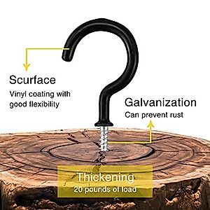 50PCS Multi-Function Wall Hooks Garage Hooks Cup Hooks for Indoors Outdoors (Black, 1-1/2 inch)