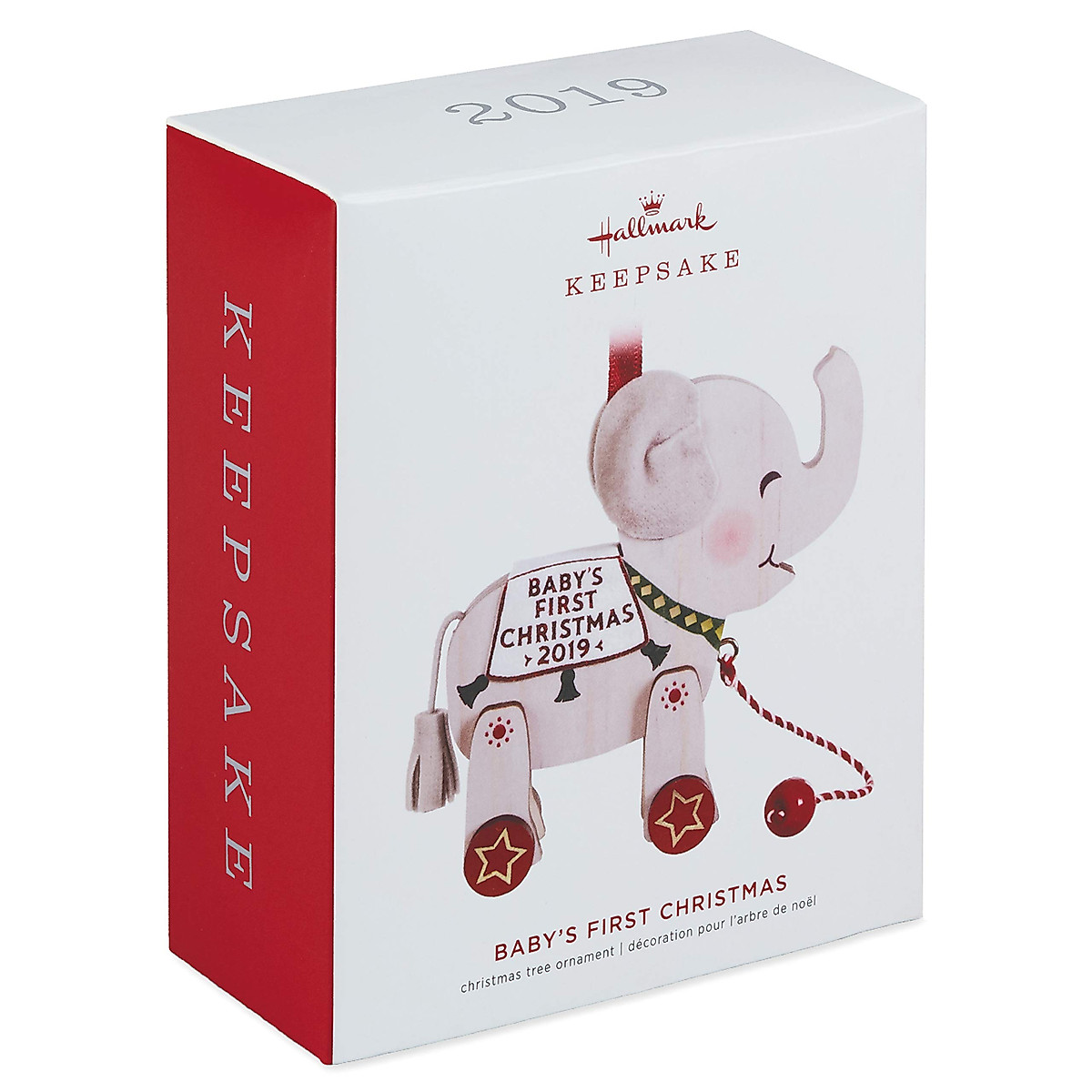 Hallmark Keepsake Christmas Ornament 2019 Year Dated, Baby’s First Christmas Elephant Pull Toy, Wood