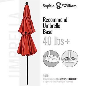 Sophia & William 10ft 3 Tier Auto-tilt Patio Umbrella, Outdoor Double Vented Umbrella with Crank, Orange Red