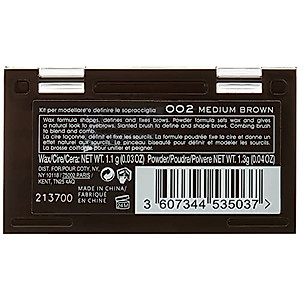 Rimmel Brow This Way Sculpting Kit, Medium Brown, Powder 0.04 Ounce, Wax 0.03 Ounce
