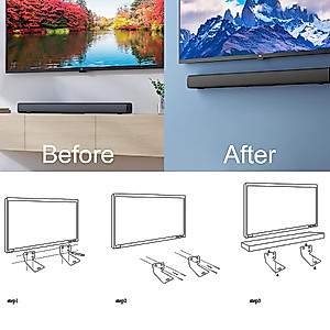Haioulun Universal Soundbar Wall Mount Kit, Sound Bar Wall Mount Bracket Compatible Samsung, LG, Sony, Bose and Most of Soundbars, Wall Mount Shelf Mounting Brackets-Black