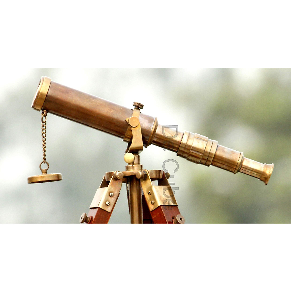 De Cube Vintage Brass Telescope with Best DF Lens and Adjustable Tripod Stand Makes it Perfect for Kids and Beginners, Office Table Home Decor Ascent, Collectible (Antique Patina on Brass)